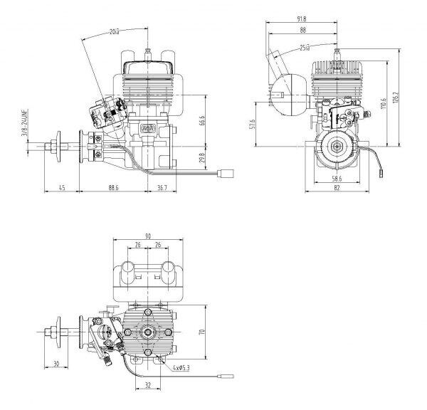 NGH - GT35 - 35CC GAS 2-STROKE ENGINE W/MUFFLER – Toys and Hobbys Australia